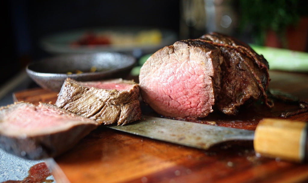 Tamarind Marinated Beef Fillet with Beetroot and Kohlrabi Slaw